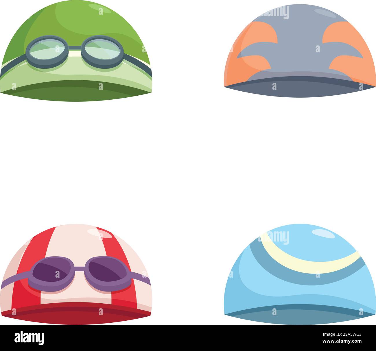 Collection of four vector cartoon pilot helmets with colorful designs ...