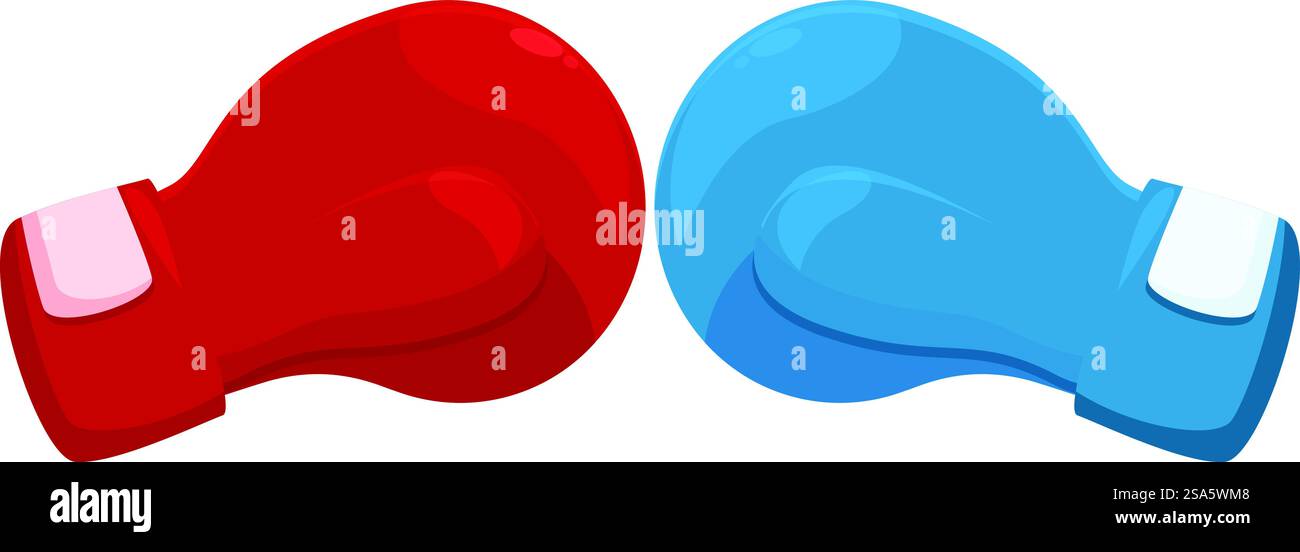 Two boxing gloves facing each other, one red and one blue, symbolizing ...