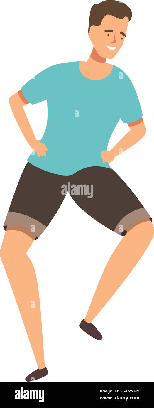 Young man is happily dancing and jumping, enjoying himself at a party ...