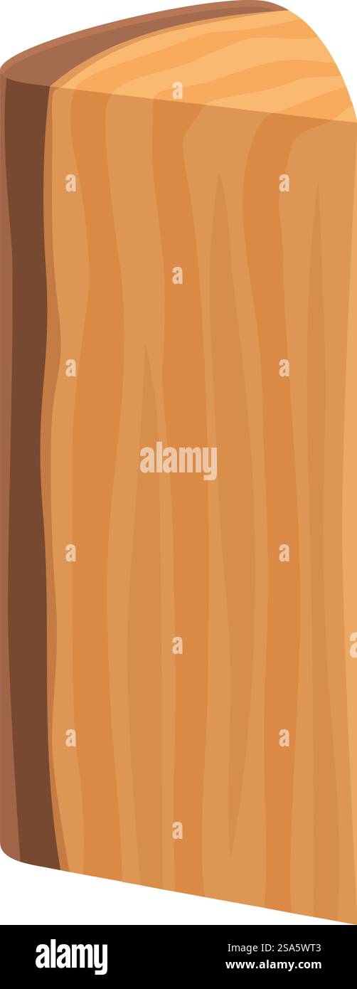 Rectangular wooden plank with bark showing woodgrain, isolated on a ...