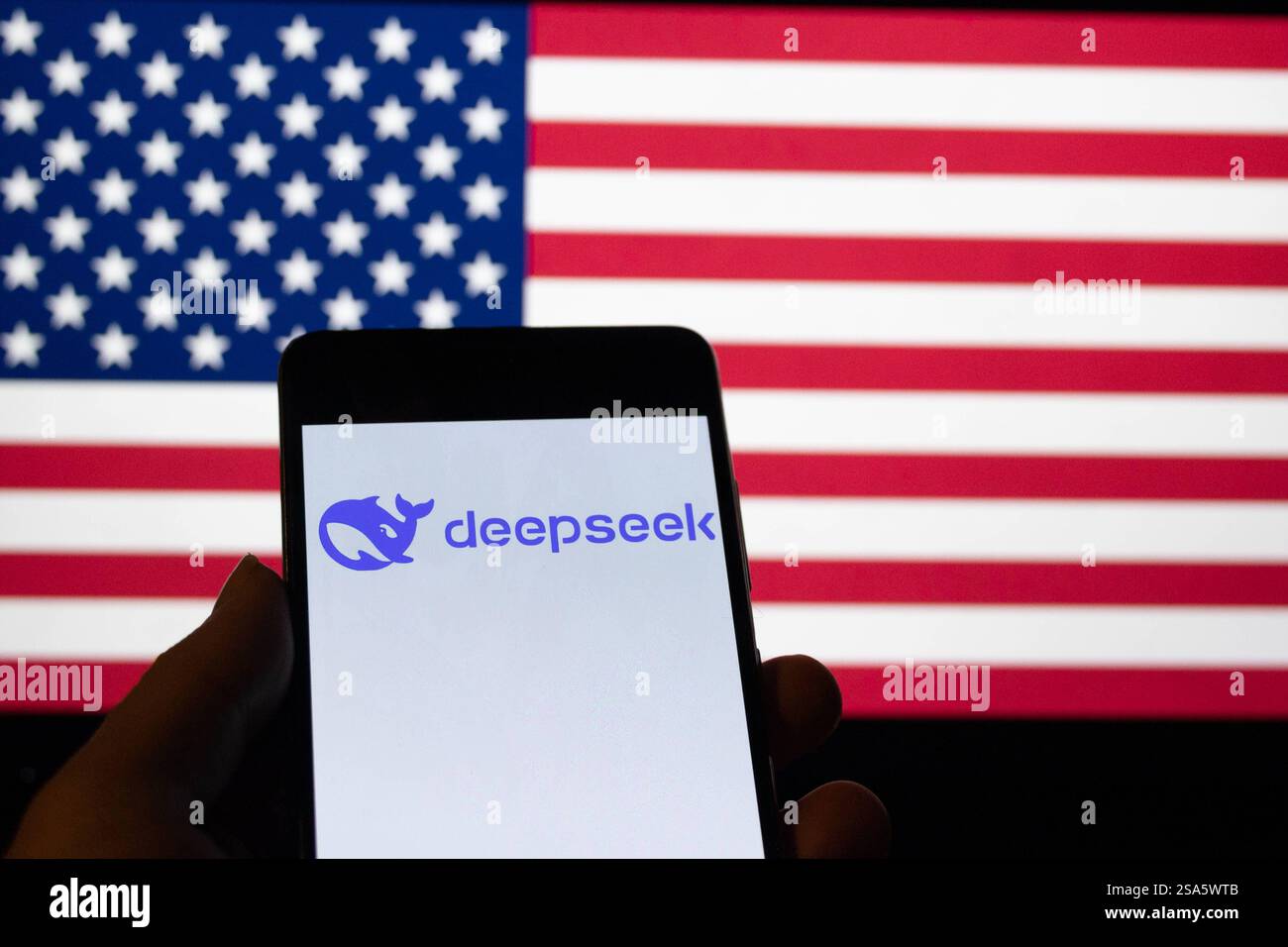 DeepSeek logo and U.S. flag are seen in this illustration taken ...