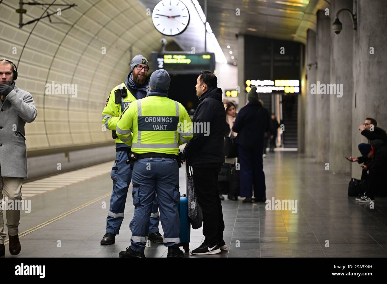Malmö, Skåne, Sweden. January 17 2025. Security guards in the subway Stock Photo - Alamy
