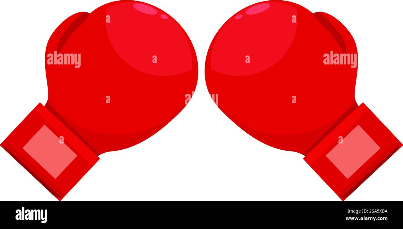 Two red boxing gloves placed opposite each other, symbolizing a boxing ...