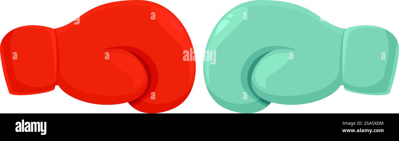 Cartoon illustration of red and blue boxing gloves facing each other ...