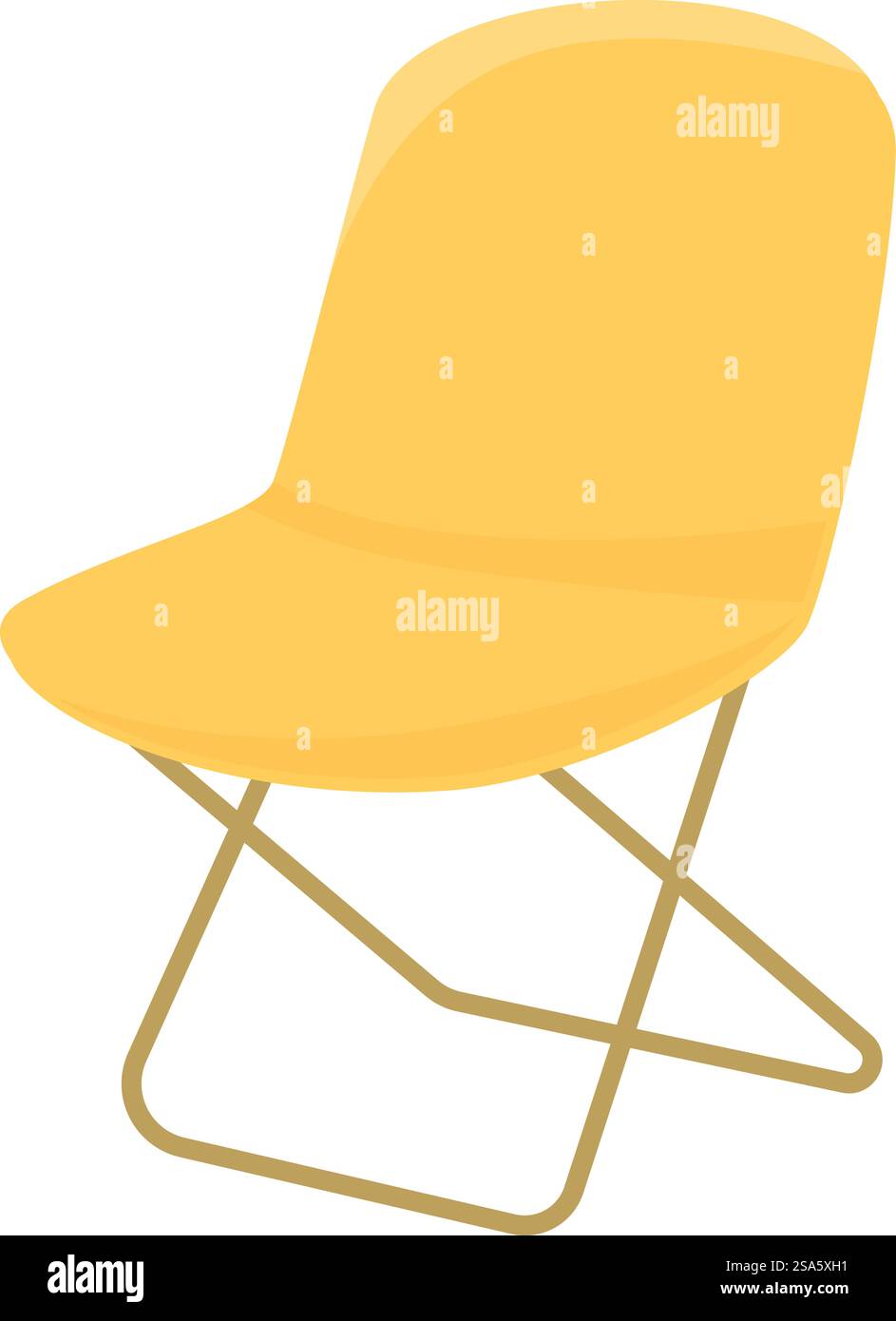 Yellow folding chair standing on white background, minimalist furniture ...