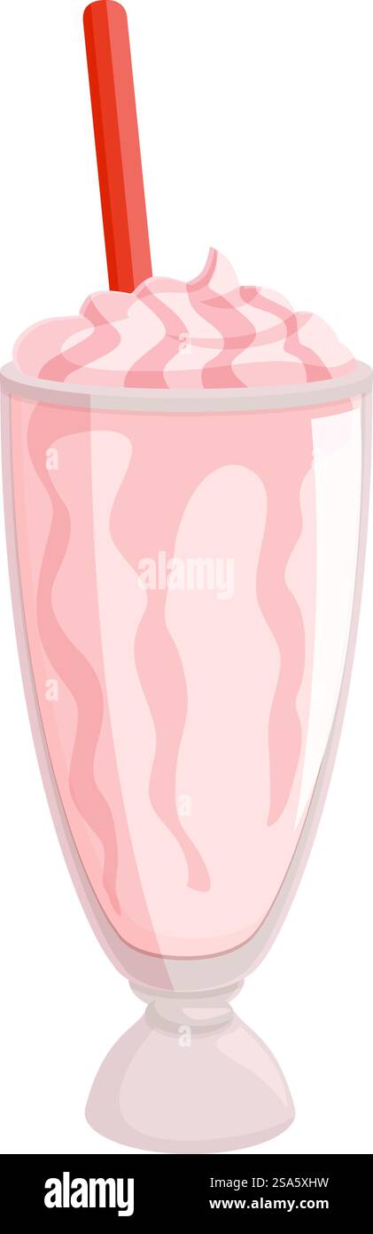 Delicious strawberry milkshake with whipped cream and straw tempting ...