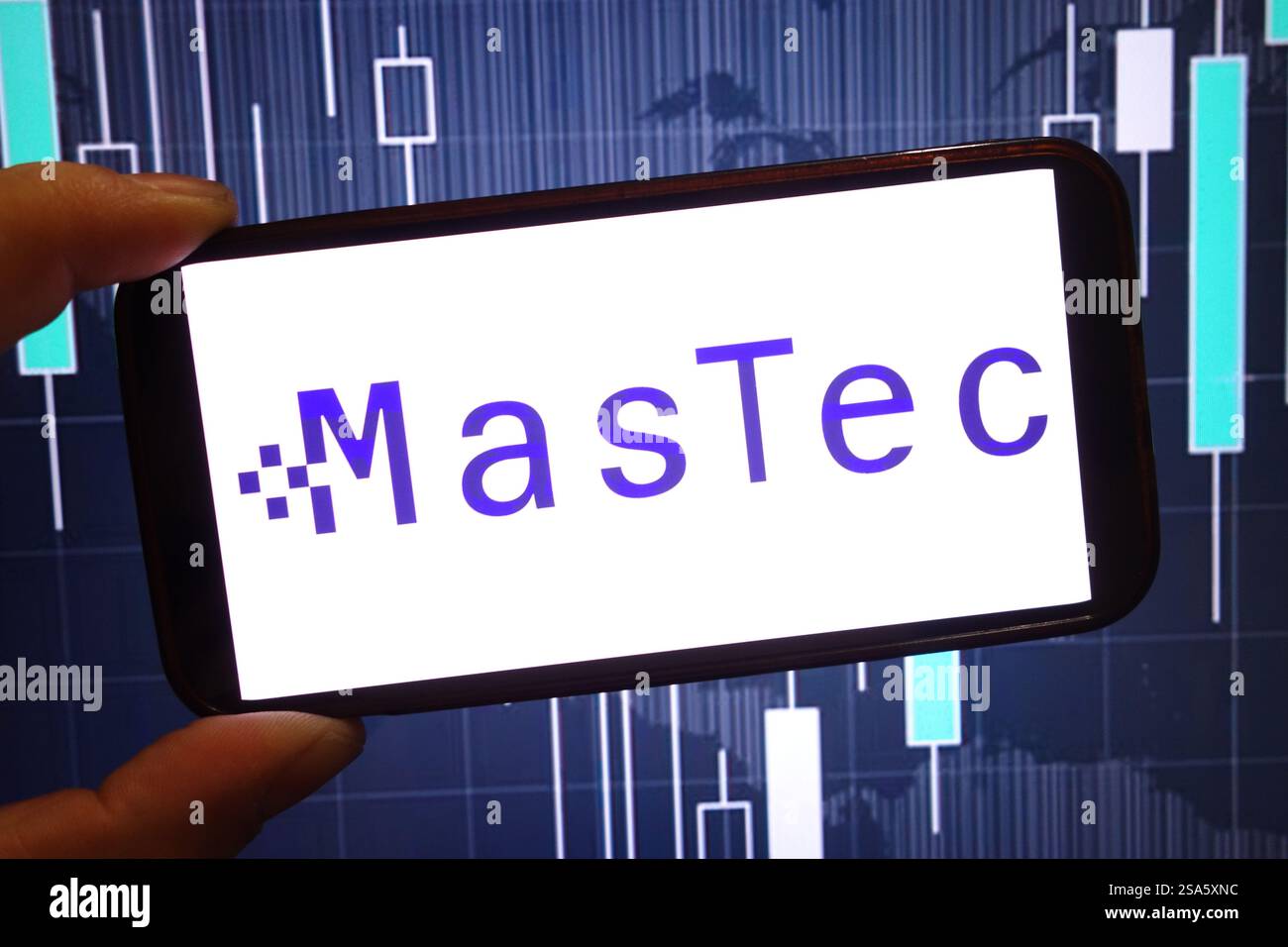 In this photo illustration, the MasTec Inc company logo is seen ...