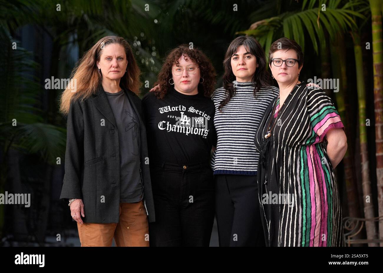 Artist Andrea Bowers, from left, gallery directors Olivia Gauthier and ...