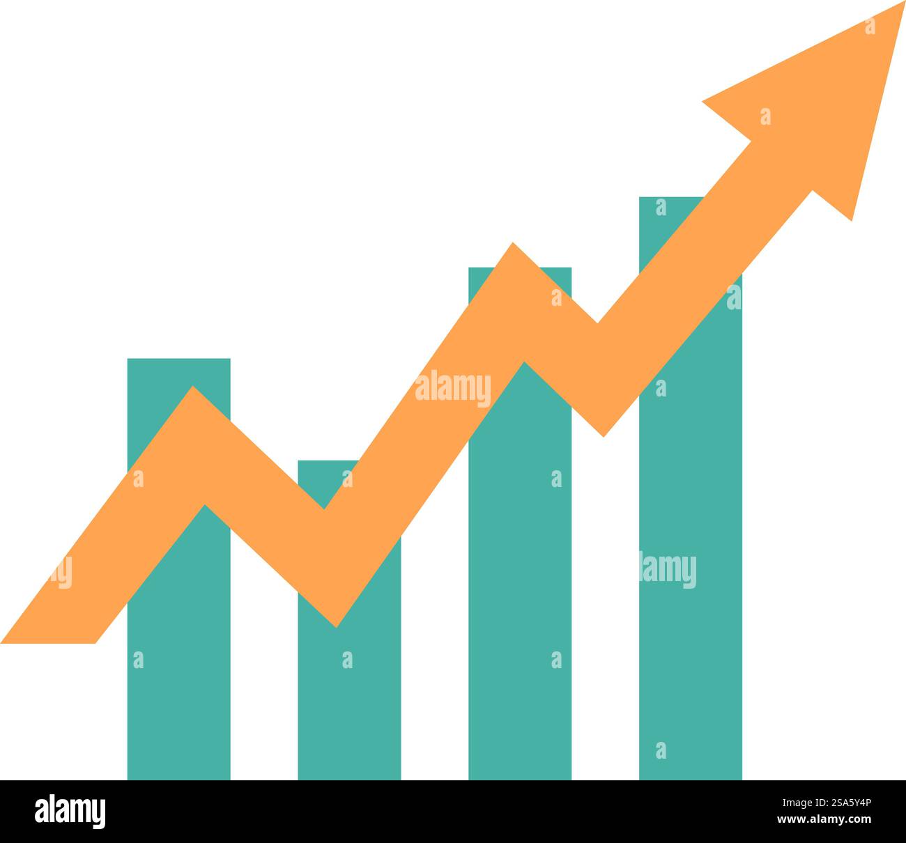 Minimalist blue and orange statistical chart with bars showing positive ...