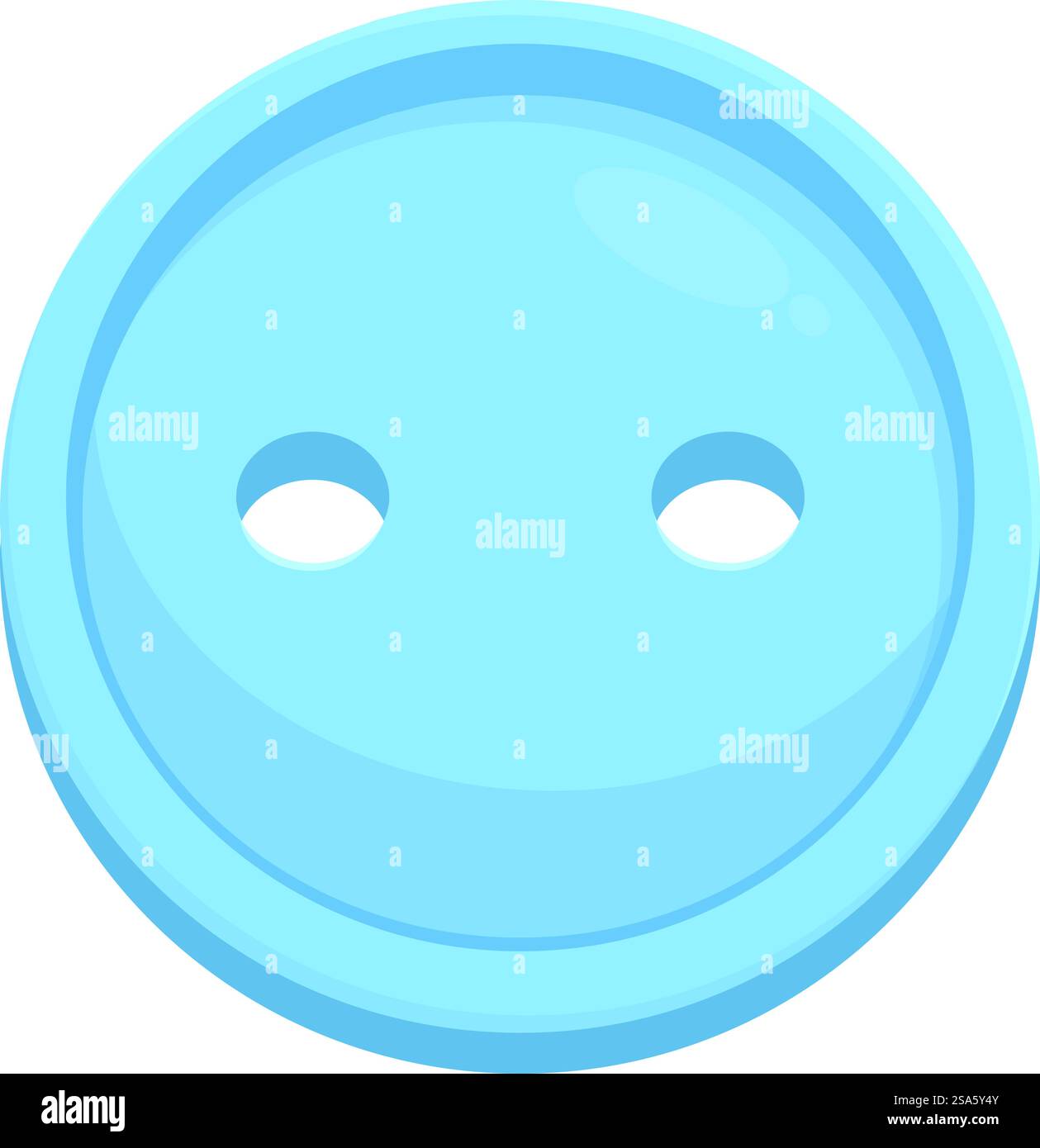 Simple blue plastic button with two holes, useful for sewing and ...