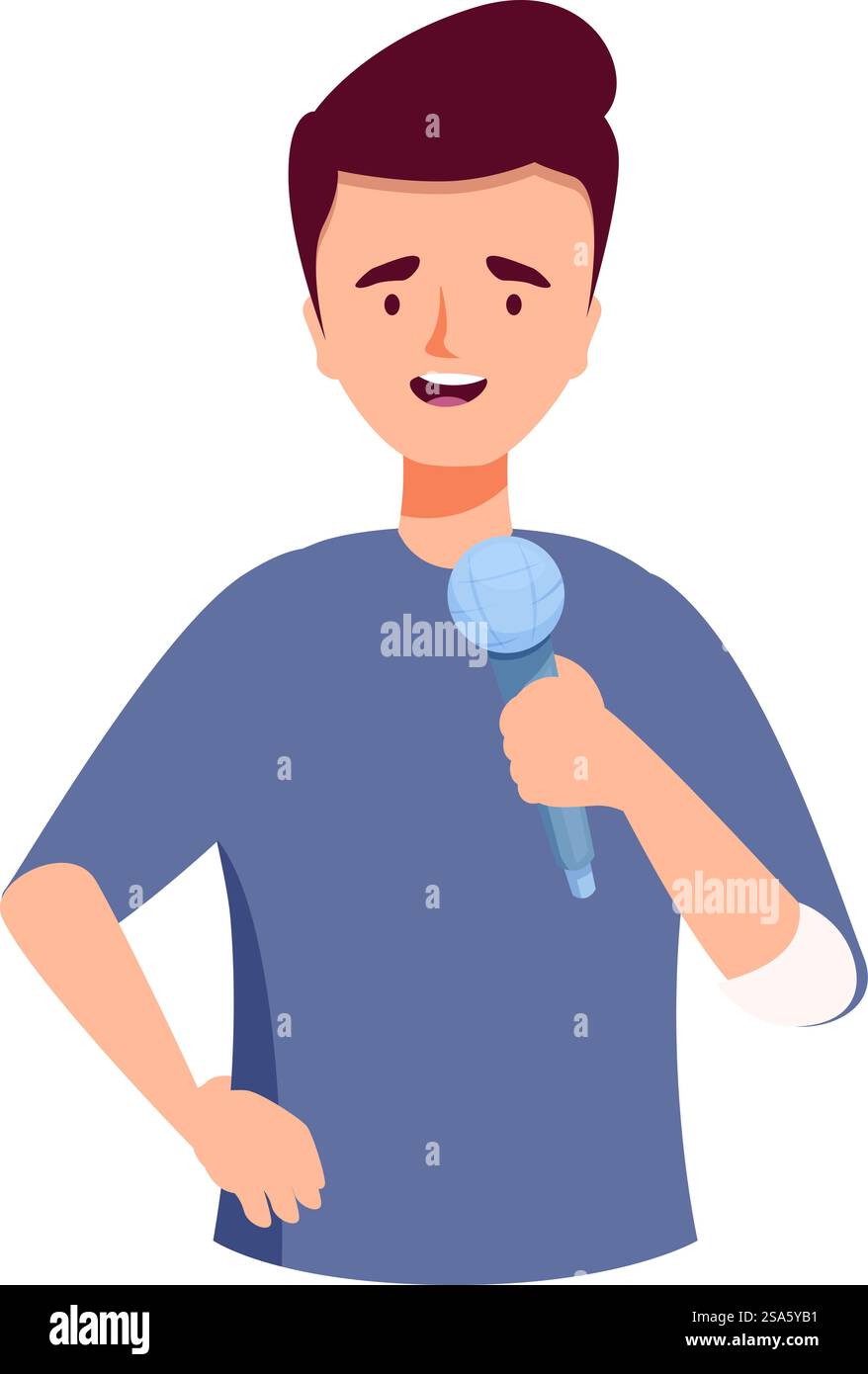 Smiling male character holding microphone hi-res stock photography and ...