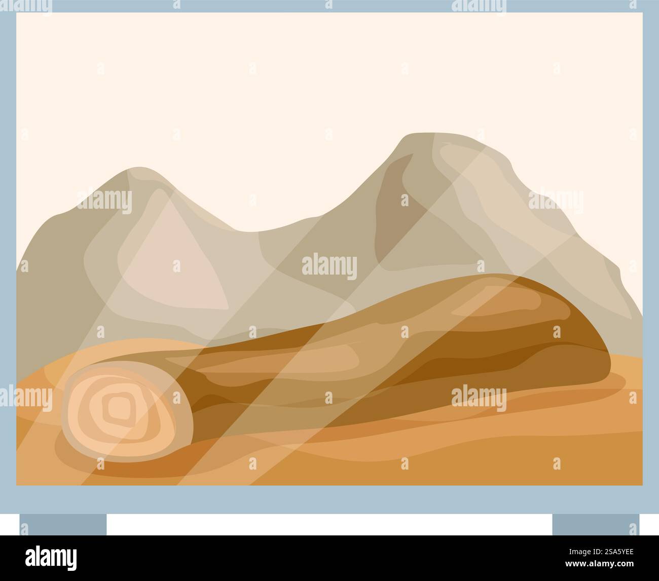 Glass terrarium with sand, a log, and a painted desert background ...