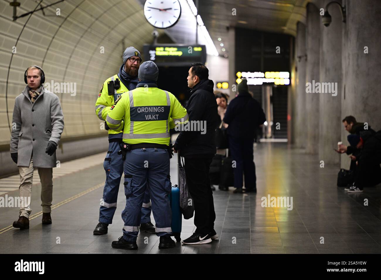 Malmö, Skåne, Sweden. January 17 2025. Security guards in the subway Stock Photo - Alamy