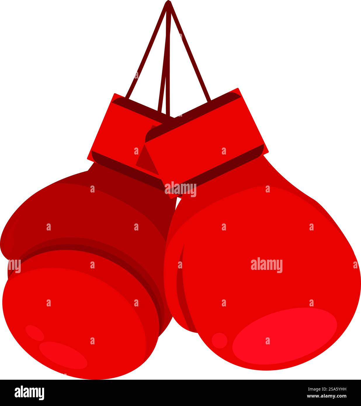 Red boxing gloves hanging on nail, representing combat sports and ...
