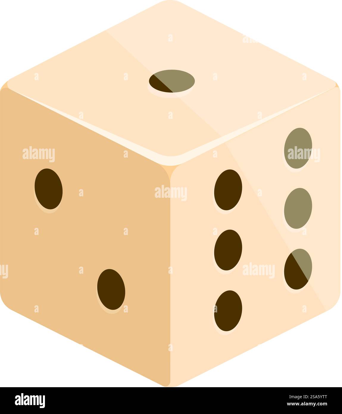 Beige dice showing number five, isometric view on white background ...