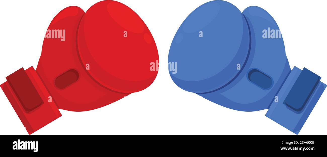 Red and blue boxing gloves are facing each other, symbolizing ...