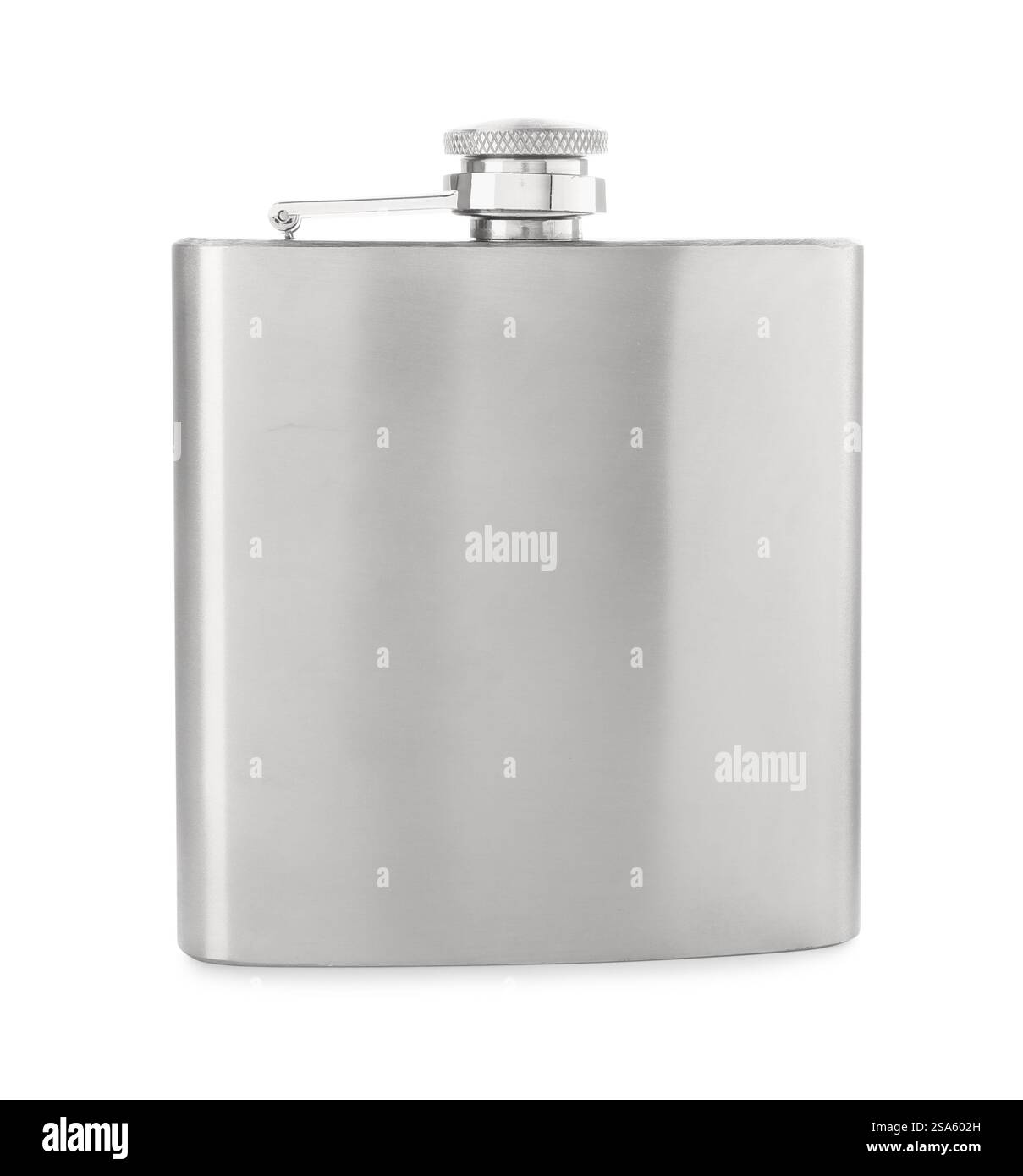 One metal hip flask isolated on white Stock Photo - Alamy