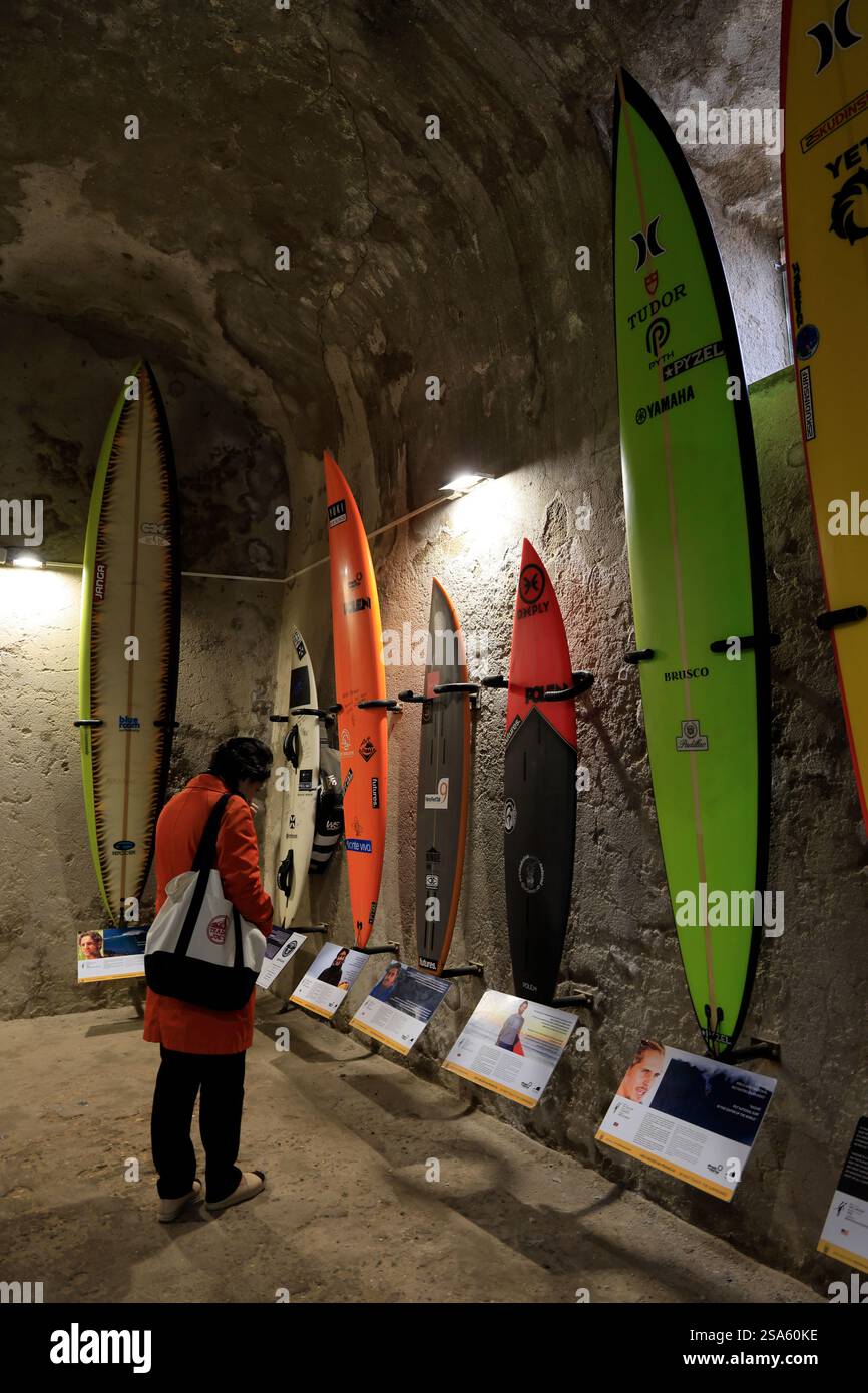 Surfboards used by famous surfers worldwide display in the museum of ...