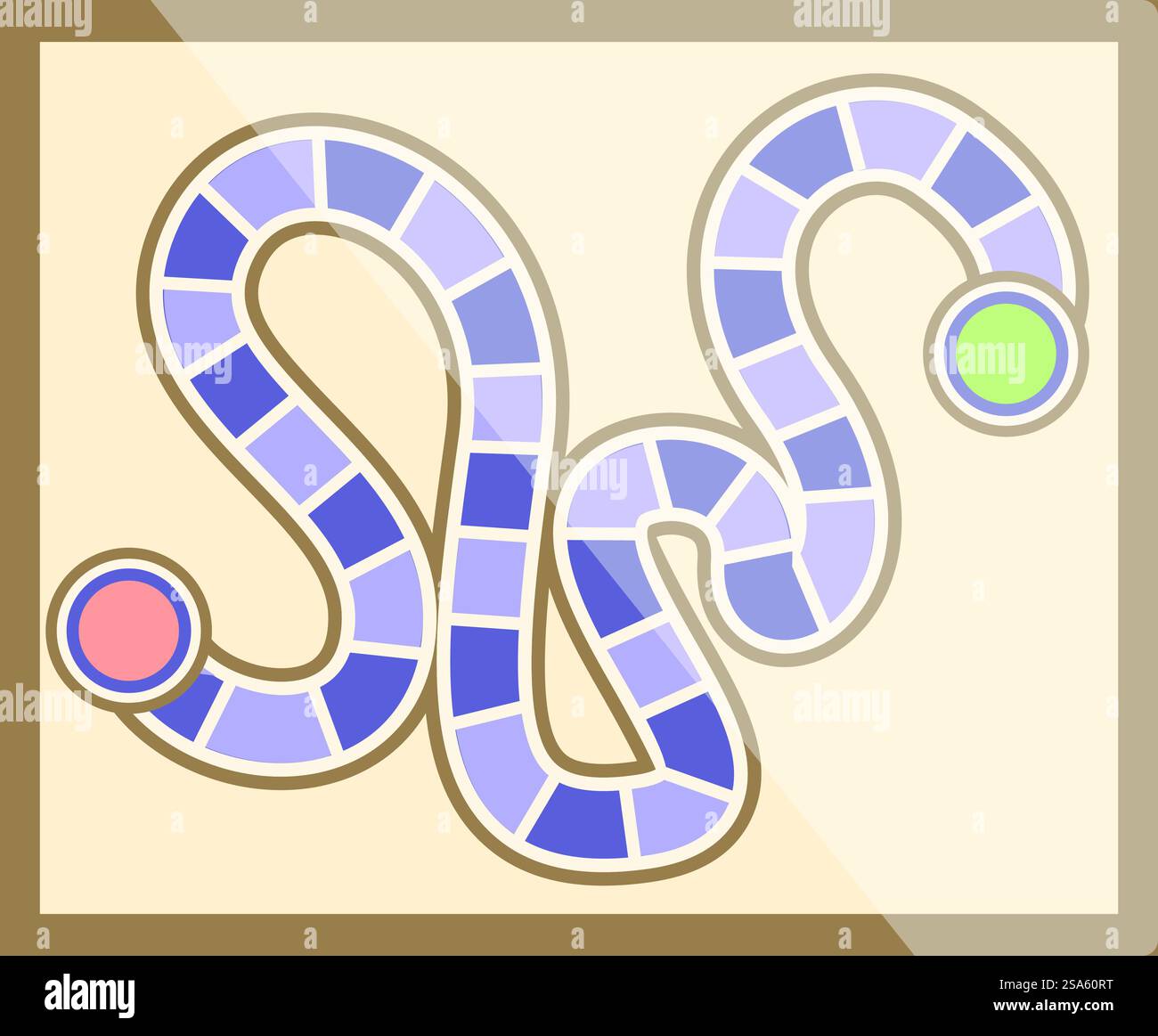 Classic board game design featuring a winding path and two game markers ...