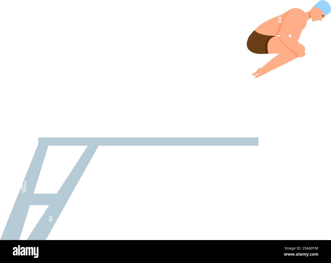 Male swimmer is preparing to dive into the water from a springboard ...