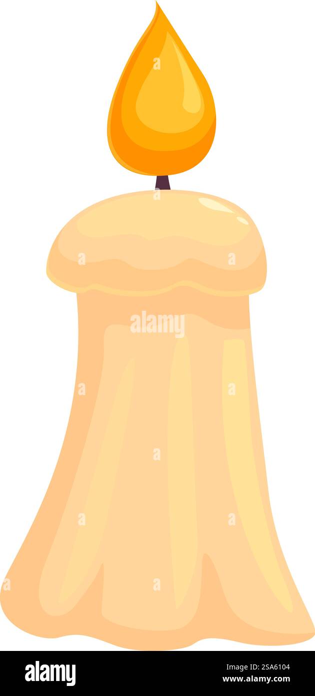 Cartoon candle is burning with melting wax and a yellow flame. Cartoon ...