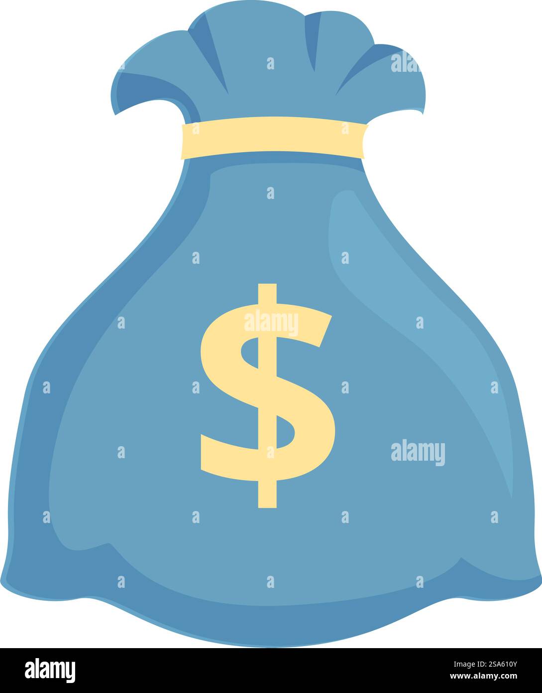 Classic blue money bag overflowing with cash savings, symbolizing ...