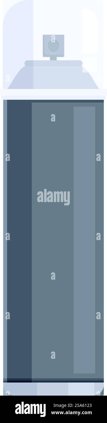 Gray spray paint can standing upright with transparent cap, isolated on ...