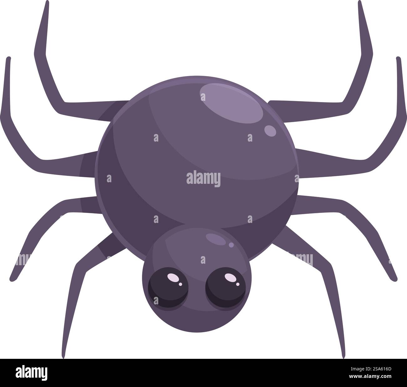 Cartoon spider crawling on white background, children’s illustration ...