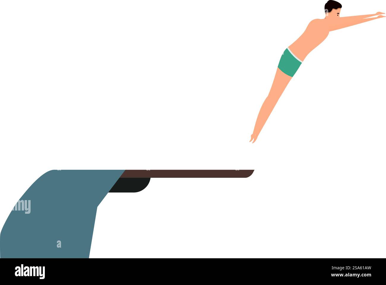 Professional swimmer jumping from springboard during training in ...