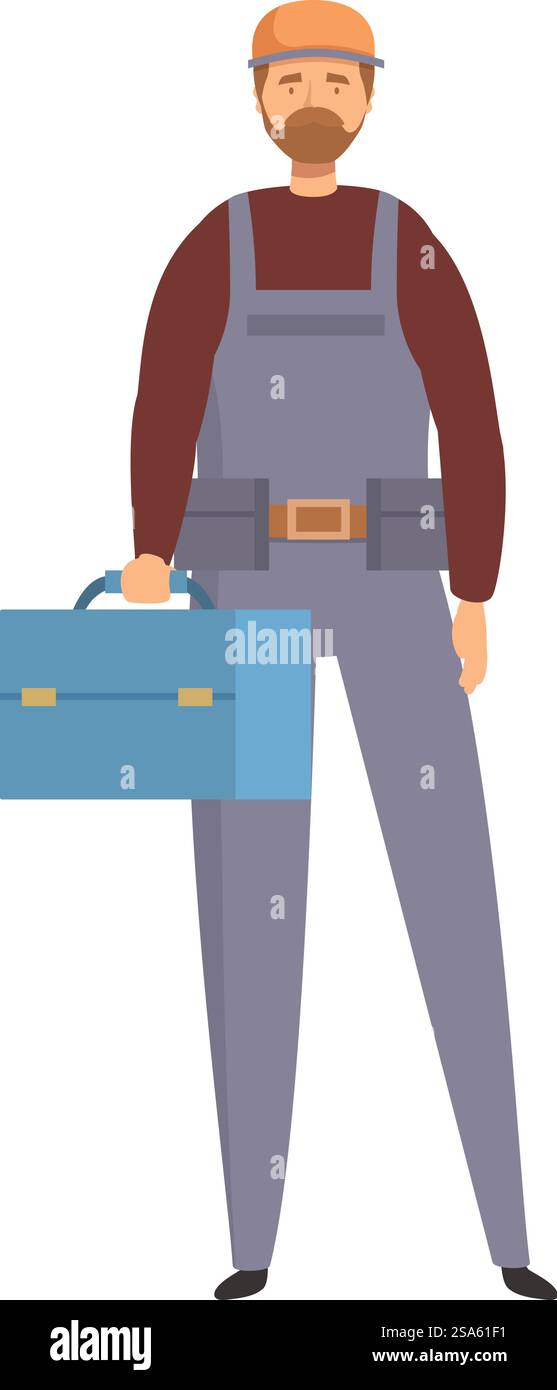 Construction worker holding toolbox, ready to work on a job site ...