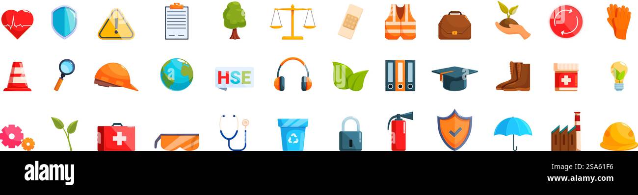 HSE icons set. Health safety environment and security icon set for ...