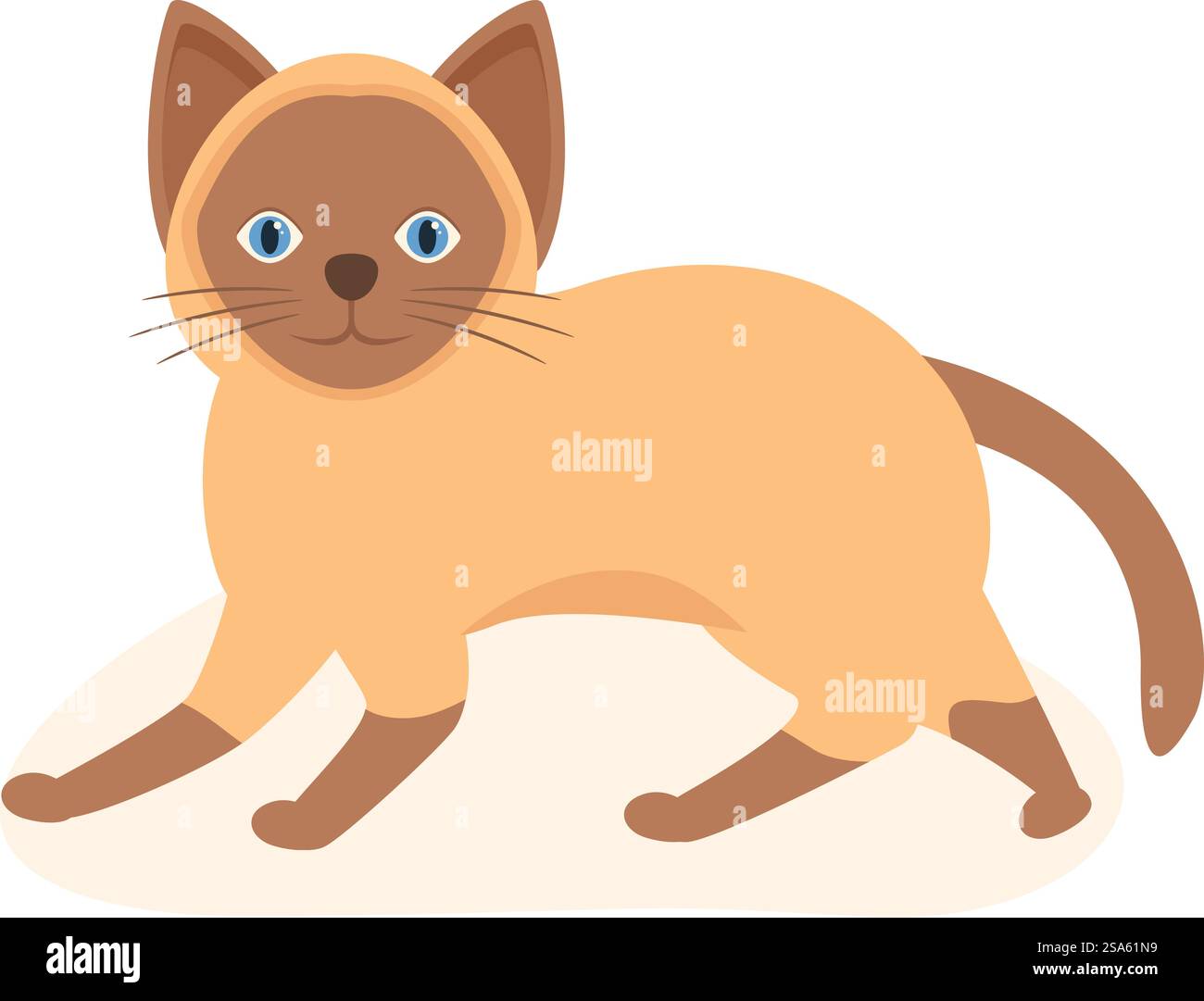Illustration of a cute siamese cat walking with blue eyes, perfect for animal lovers. Cute ...