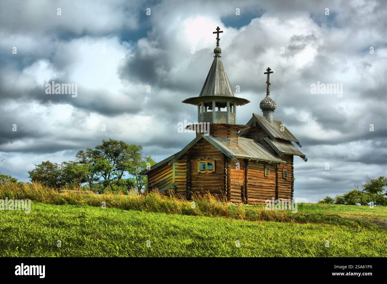 The wooden buildings of the ancient Russian architecture on Kizhi ...