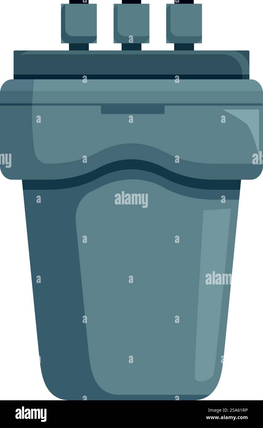 Gray plastic water filter with three cartridges purifying tap water ...