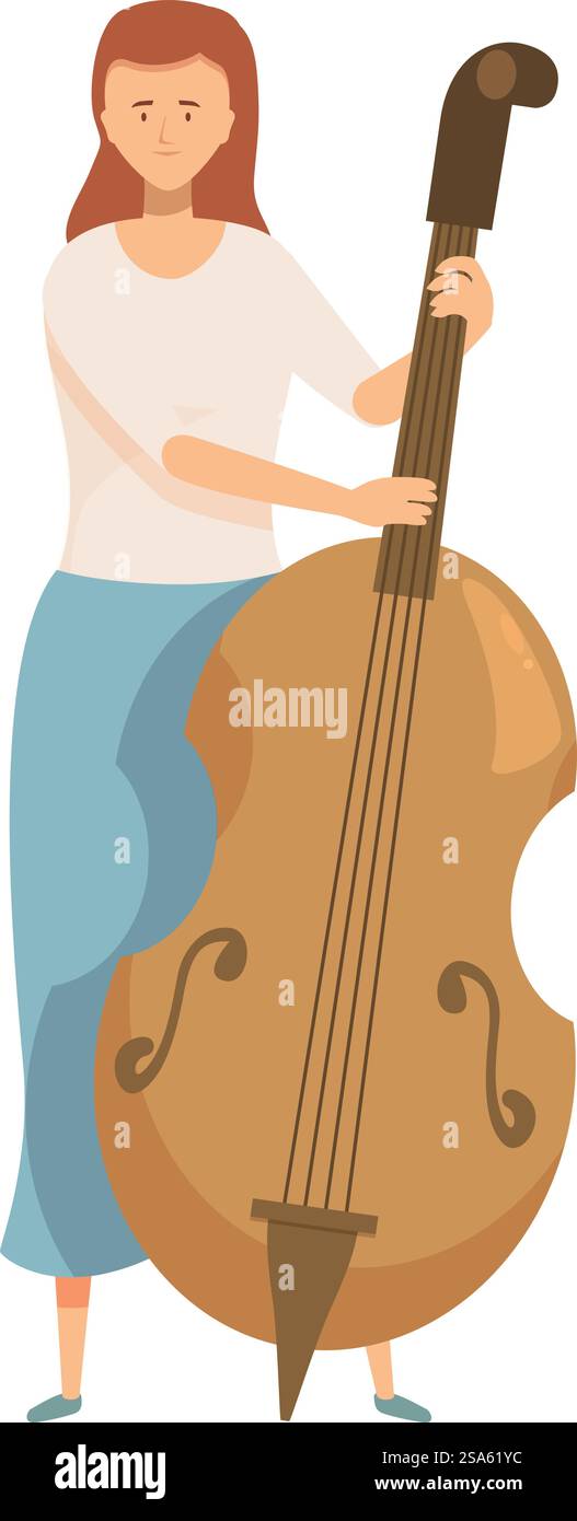 Young woman, probably a professional musician, is posing with her ...