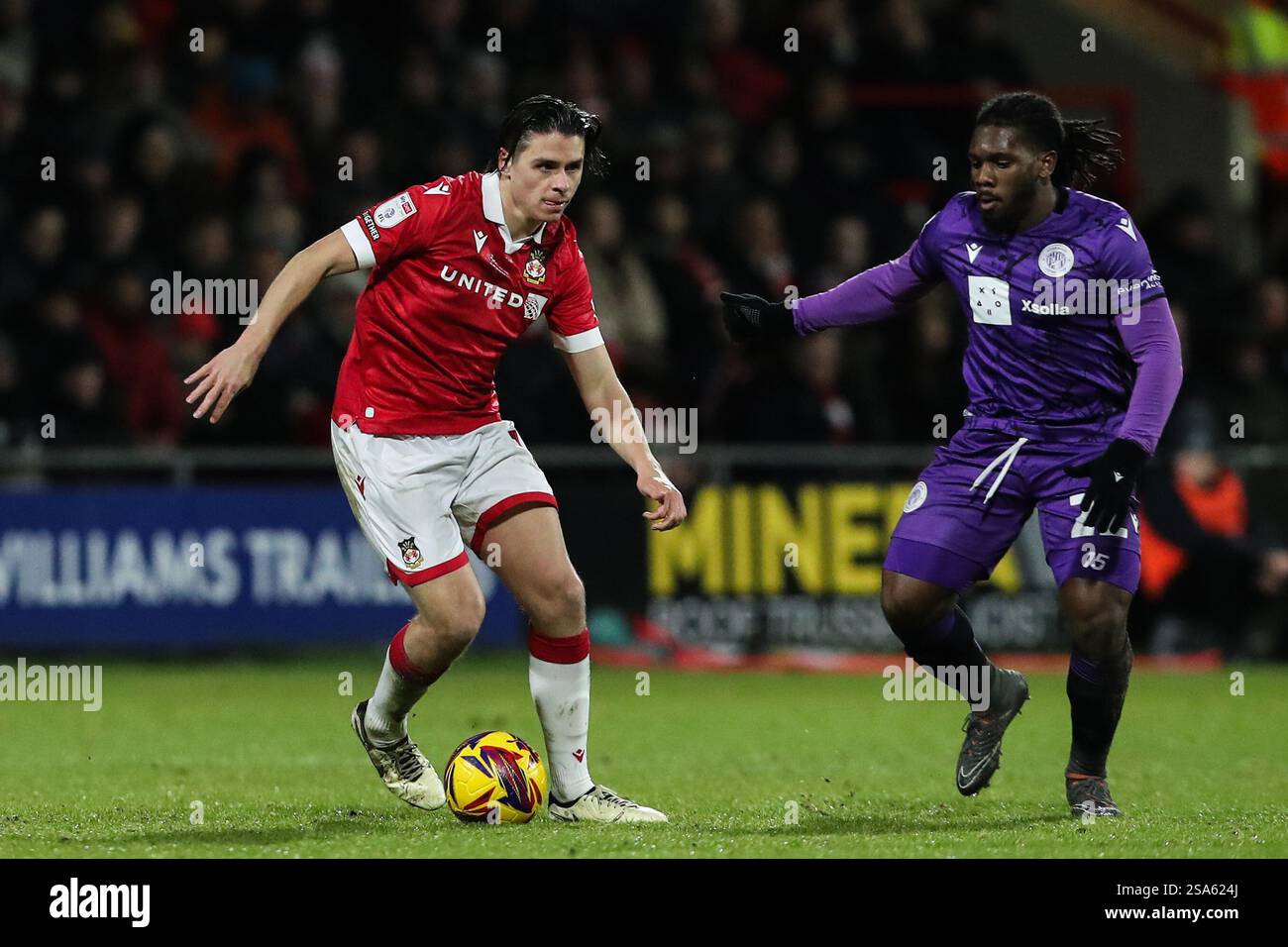 George Dobson of Wrexham in action during the Sky Bet League 1 match ...