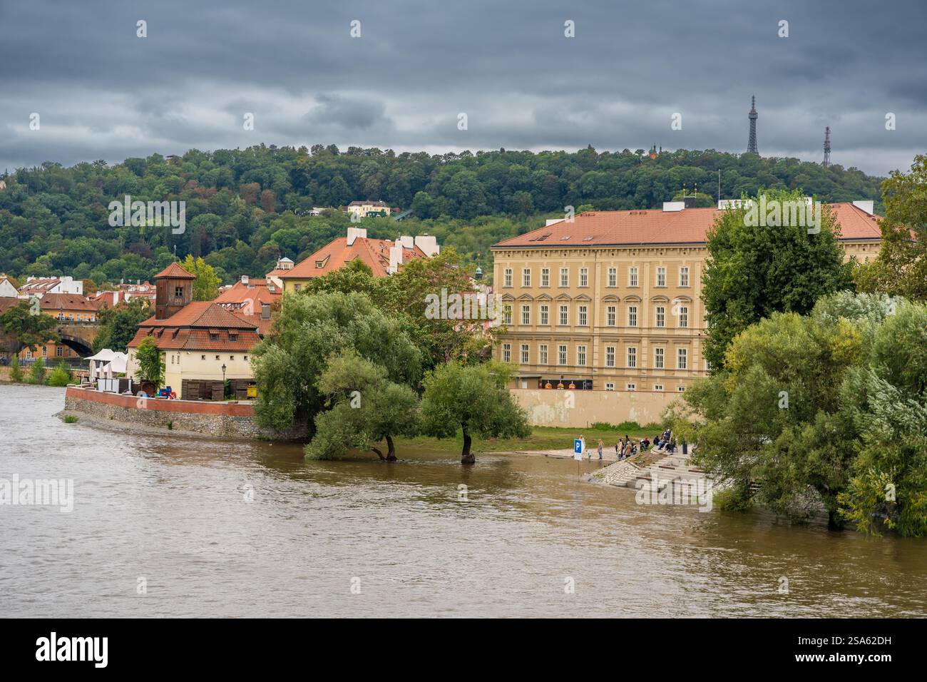 Prague, Czech republic - September 16, 2024: Flood in Prague. View of ...