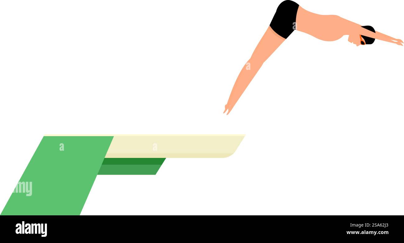 Professional swimmer diving from a springboard during a swimming ...