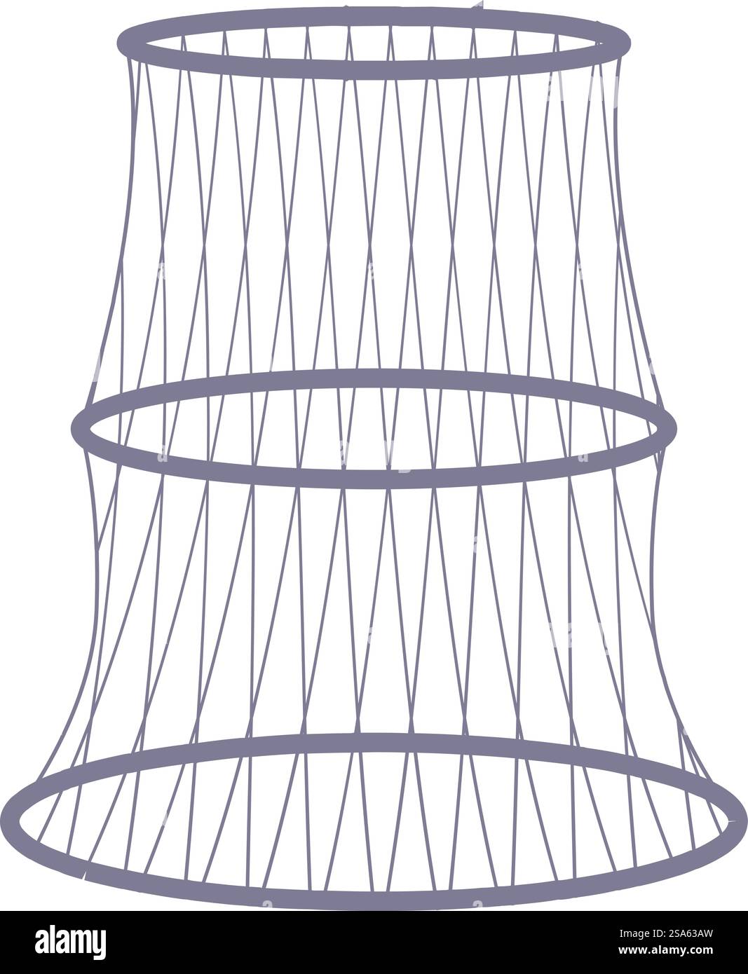 Cooling tower structure with framework, standing on white background ...