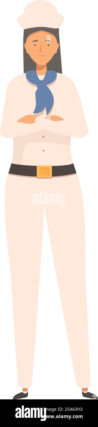 Female ship captain is standing with her arms folded, showing ...