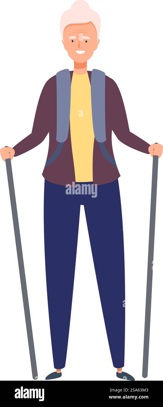 Senior hiking poles Stock Vector Images - Alamy