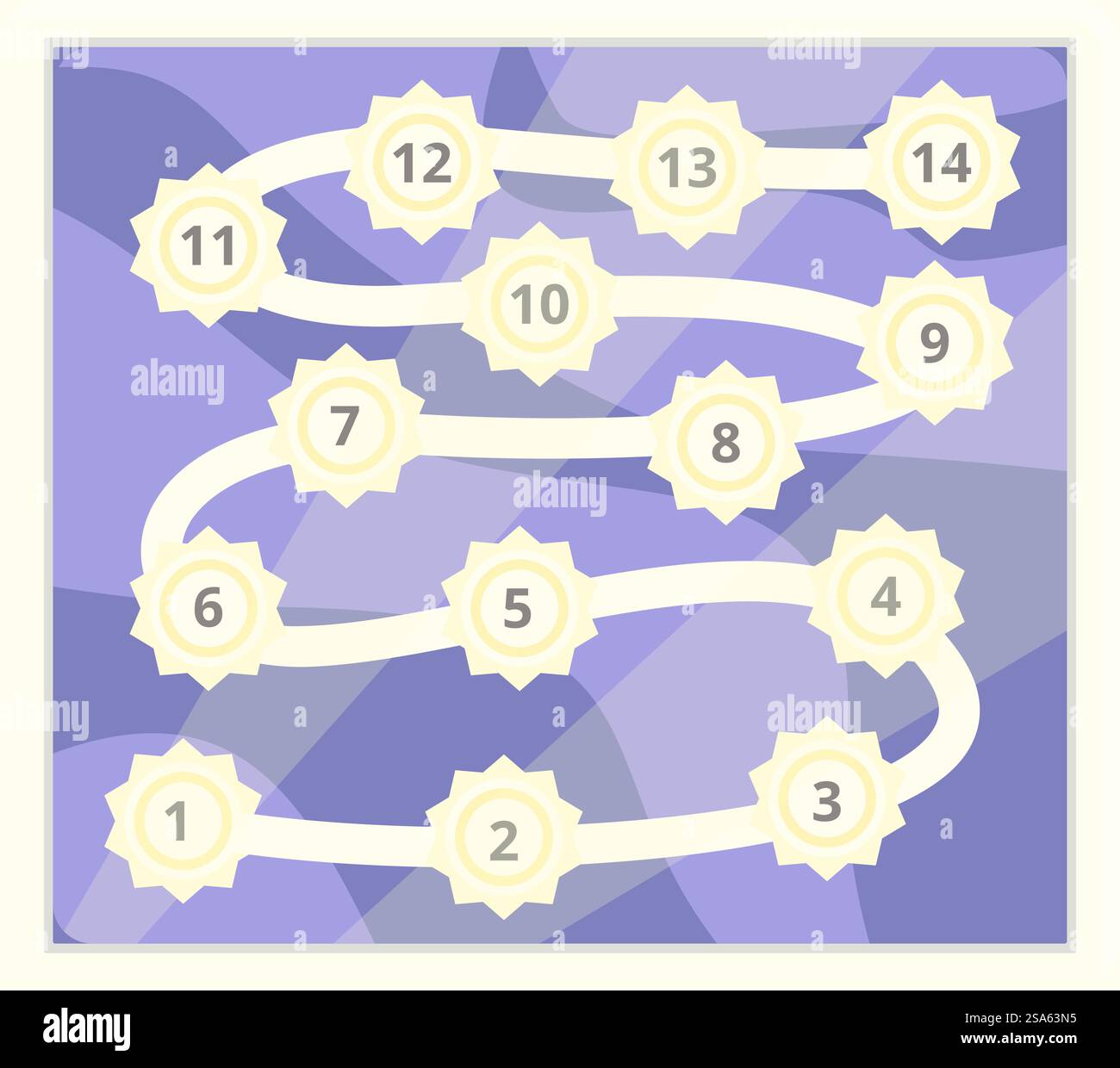 Winding path board game template with numbers leading to a final ...