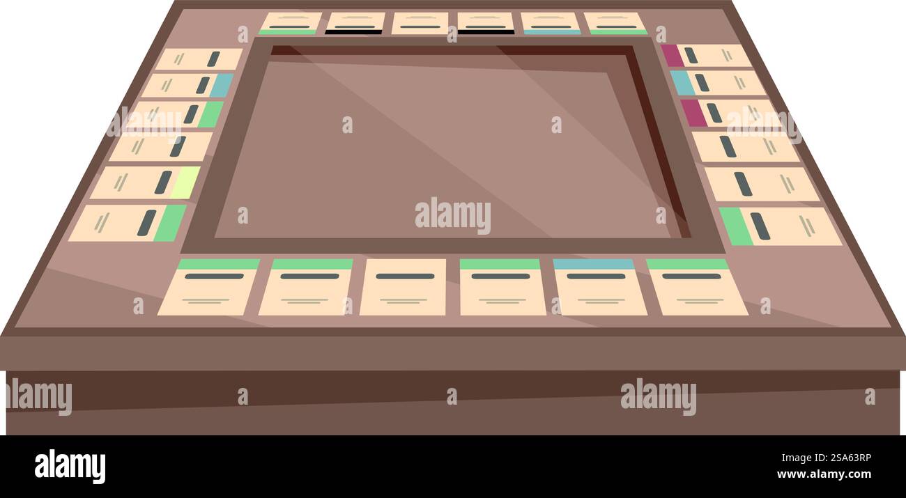 Board game with empty cards lying on wooden table top view Stock Vector ...