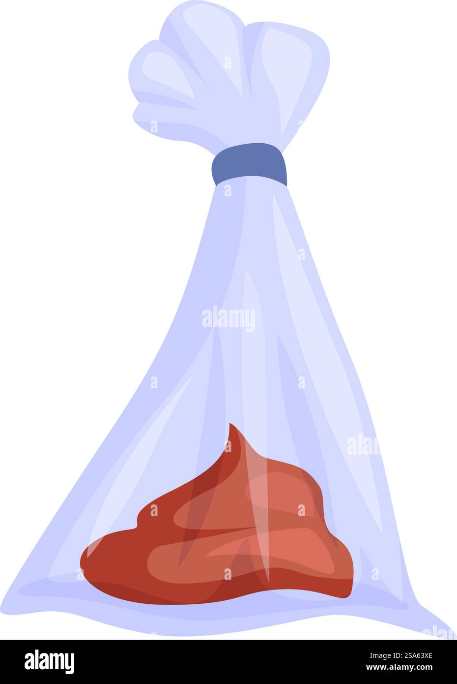 Dog poop is being disposed of properly, sitting in a tied plastic bag ...