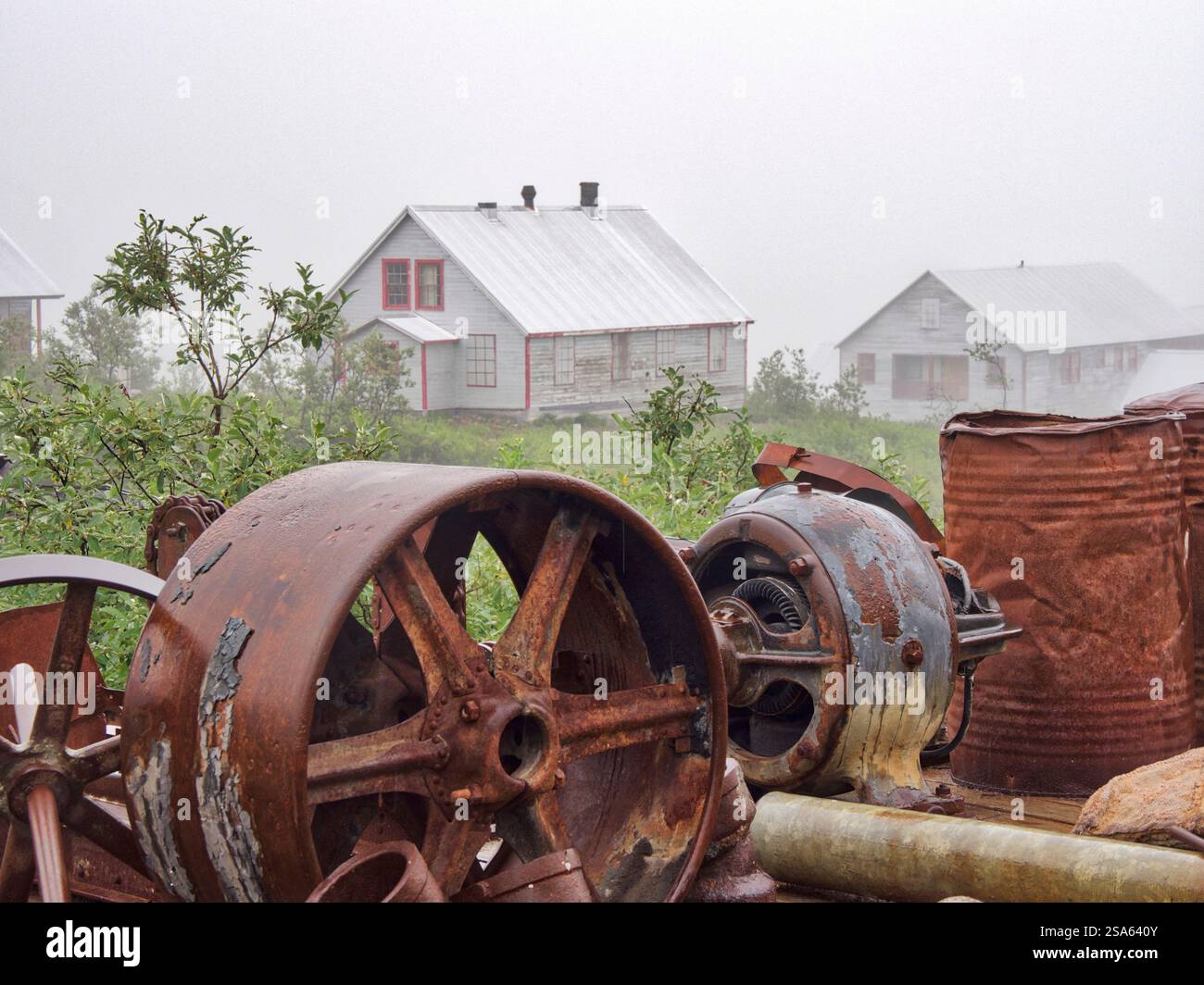 USA, Alaska. Old rusty equipment at the Independence Mine State ...