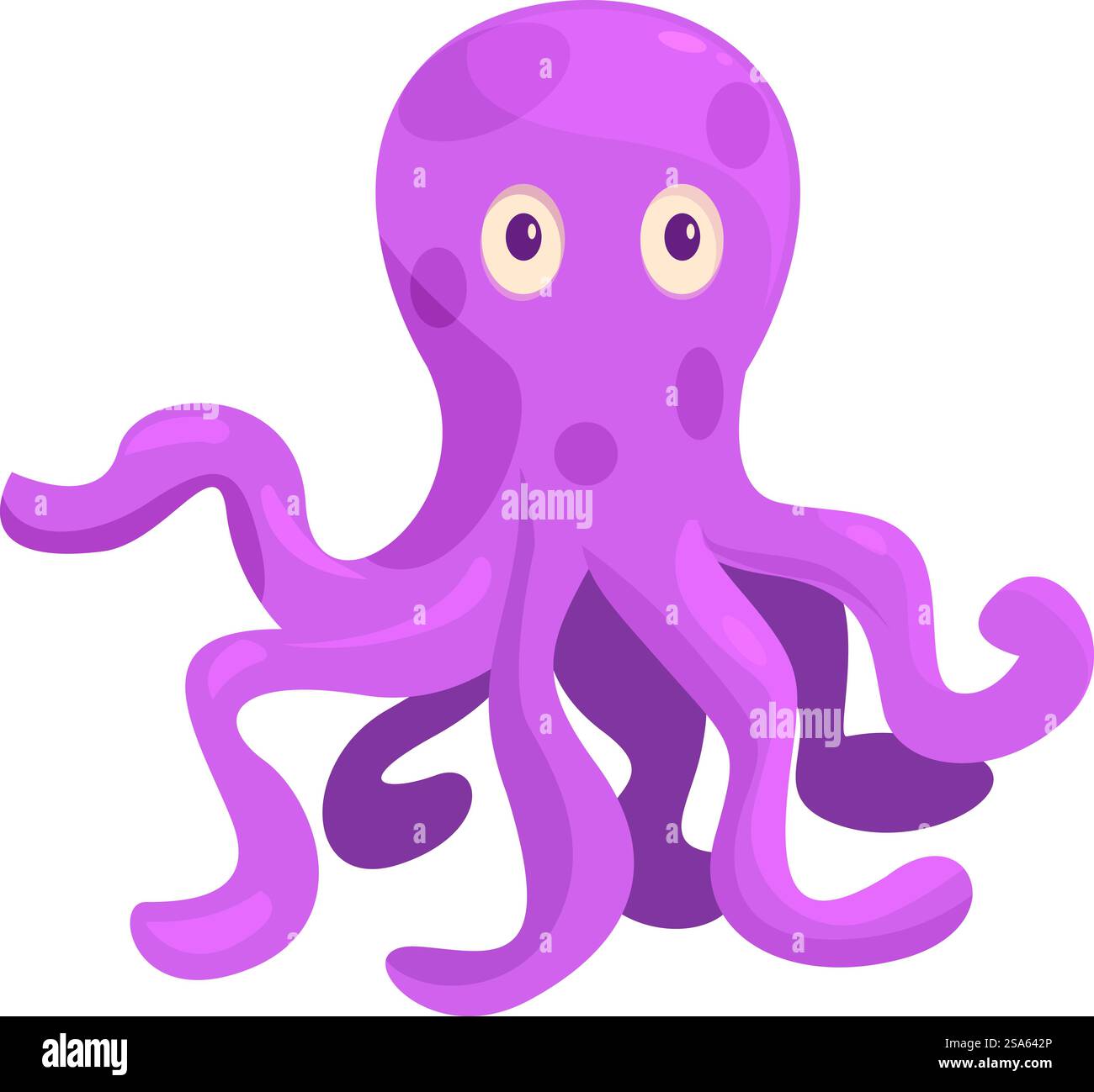 Cartoon octopus is posing underwater with its tentacles outstretched ...