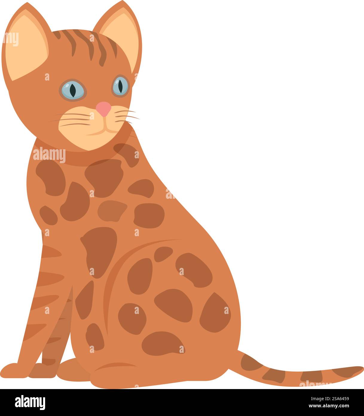 Cute tabby cat with brown and orange fur sitting and looking back over ...