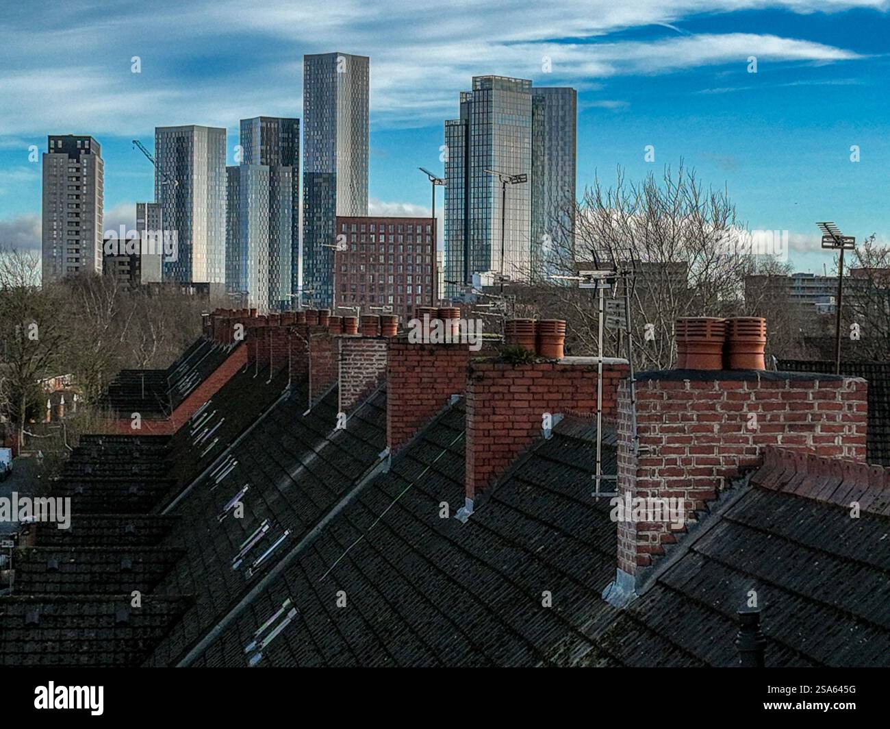 Coronation Street Chimneys in Salford, Greater Manchester Stock Photo ...
