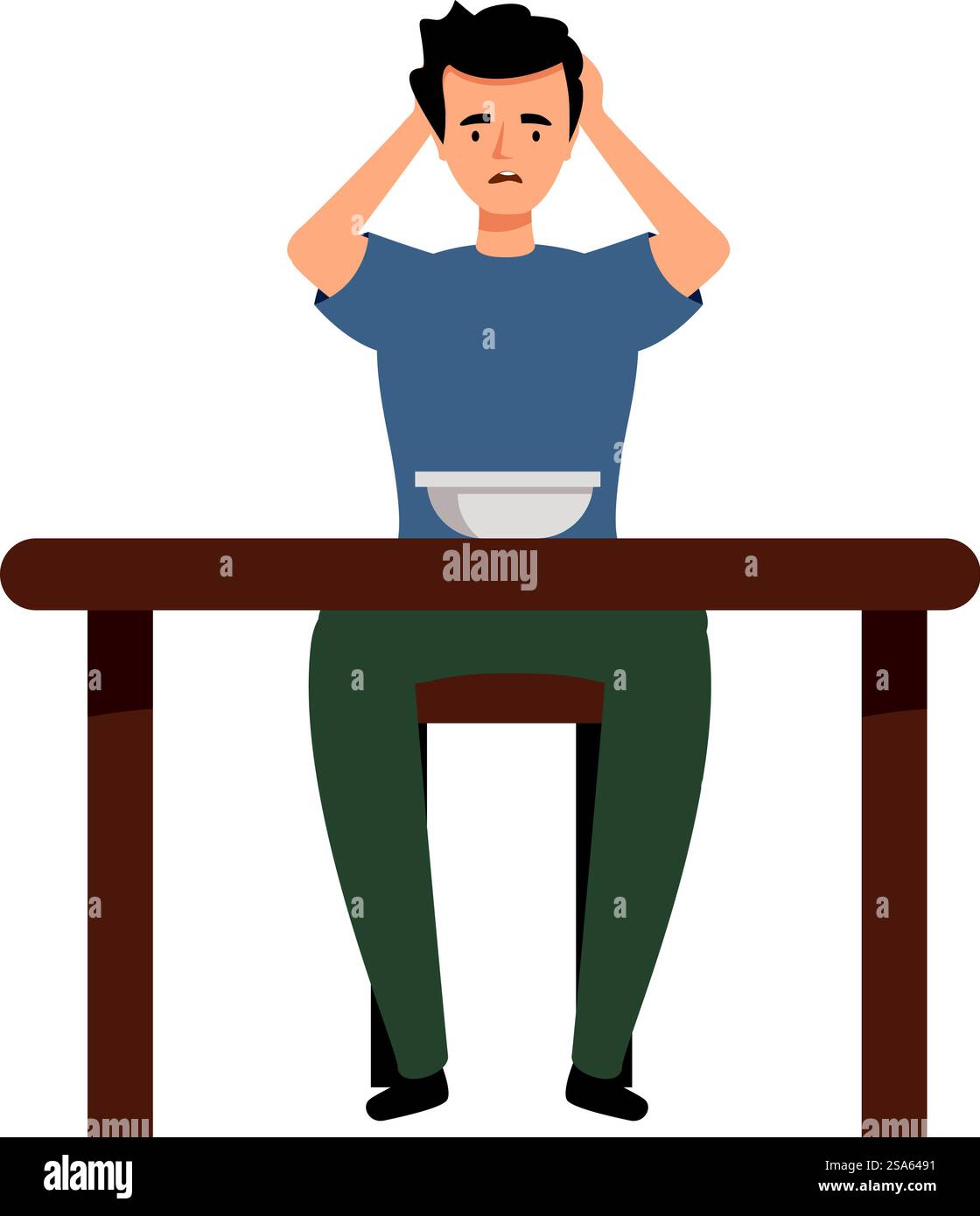 Young man is holding his head with his hands, feeling frustrated and ...