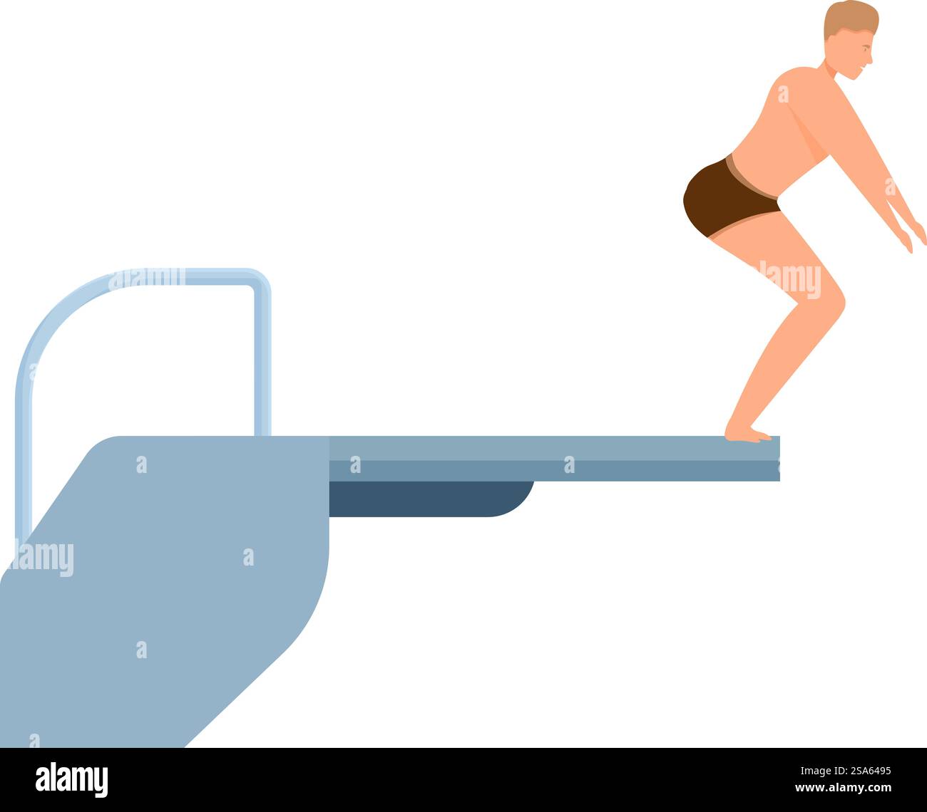 Professional swimmer on springboard getting ready to jump in swimming ...